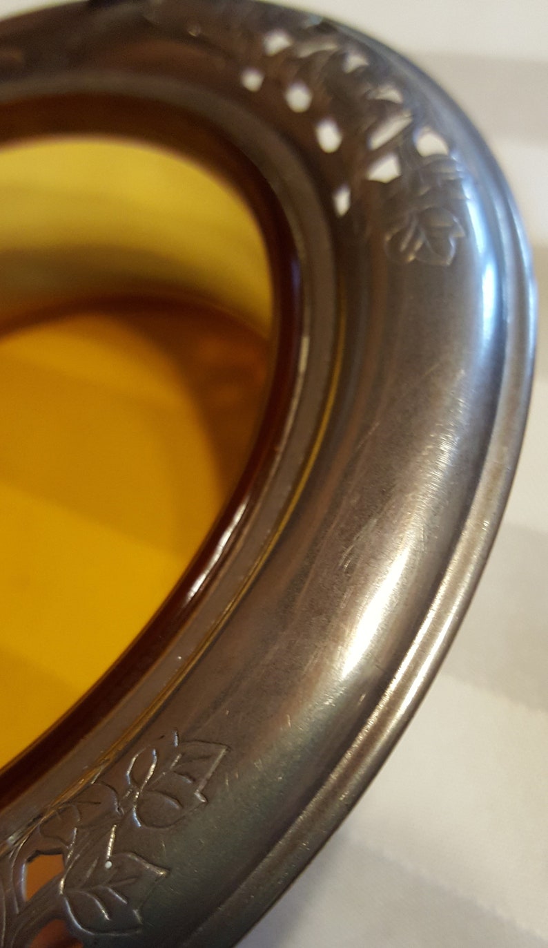 Vintage 1930s Farberware Amber Glass Dish With Folding Handle - Etsy