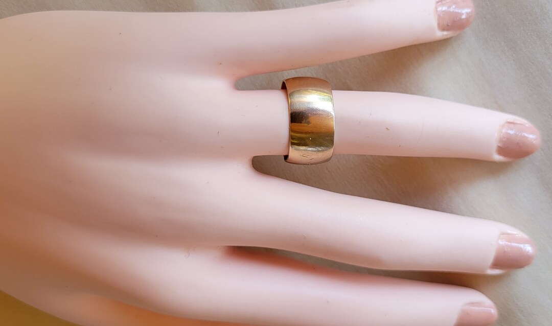 Size 6 1/2 10kt Rolled Gold Plate Yellow Gold 10mm Wide Domed Band ...