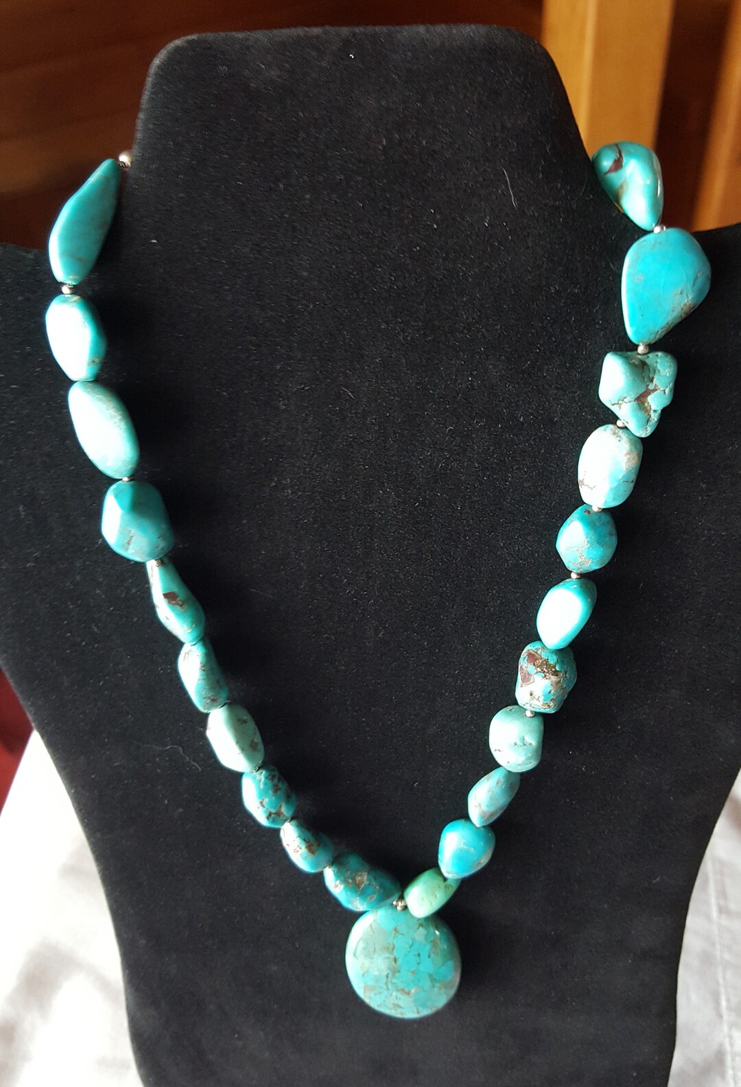 18 Turquoise Necklace by BARSE Natural Polished Turquoise and Sterling ...