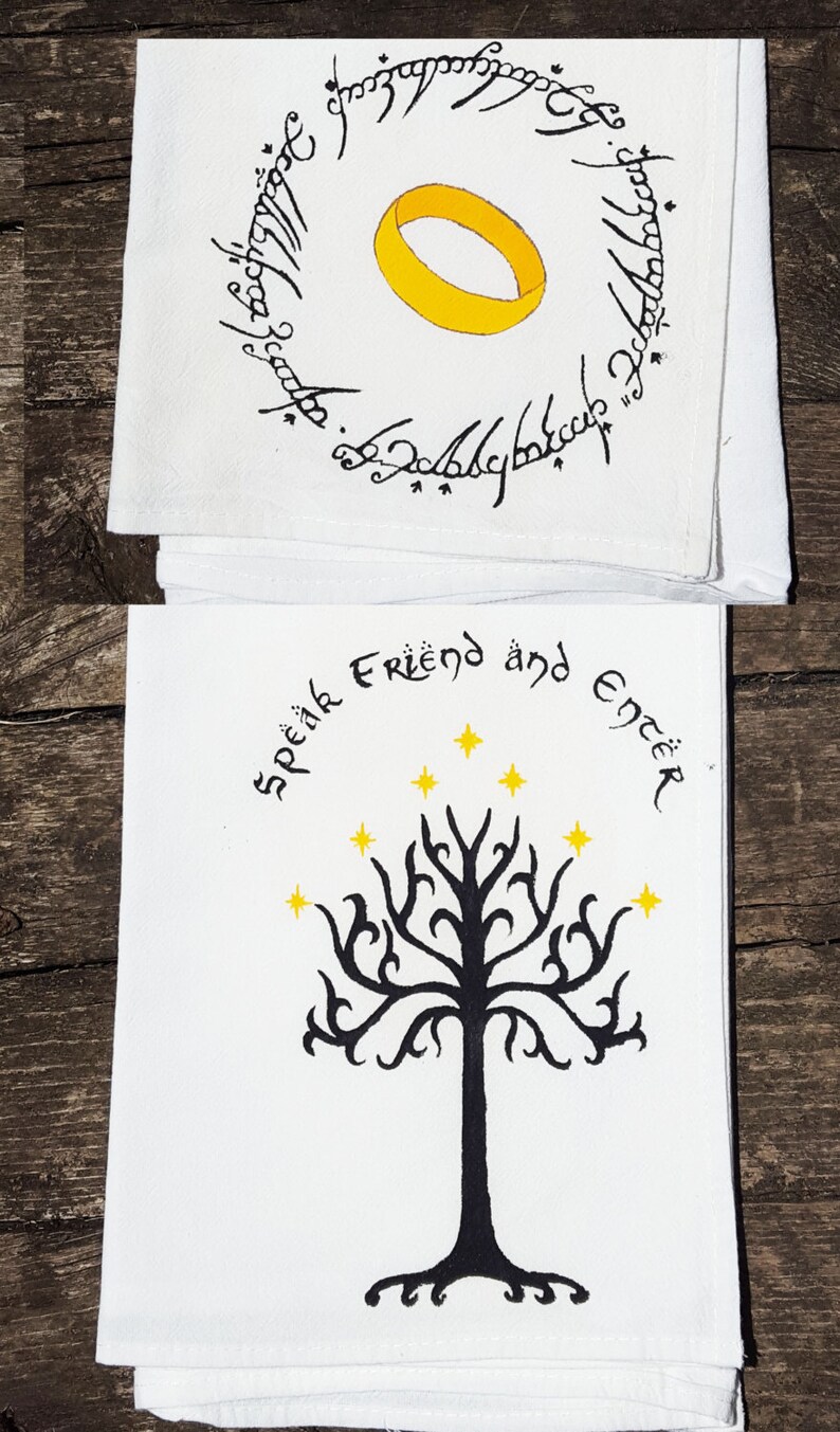 Lord of the Rings/ Hobbit Flour Sack Kitchen Towel - Six Design Options ...