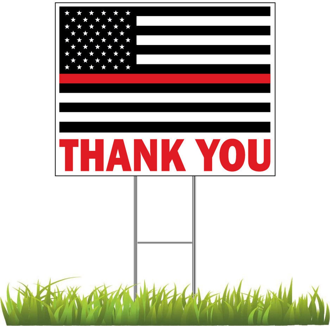 Thank You Firefighters With Red Line Flag - Etsy