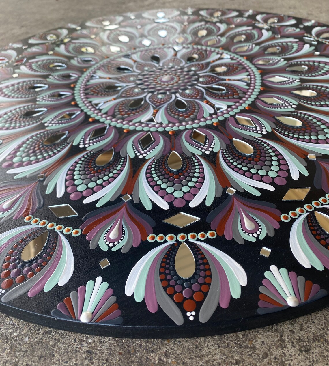 Large 22 Inch Dot Mandala Painting With Mirrors Wall Hanging - Etsy