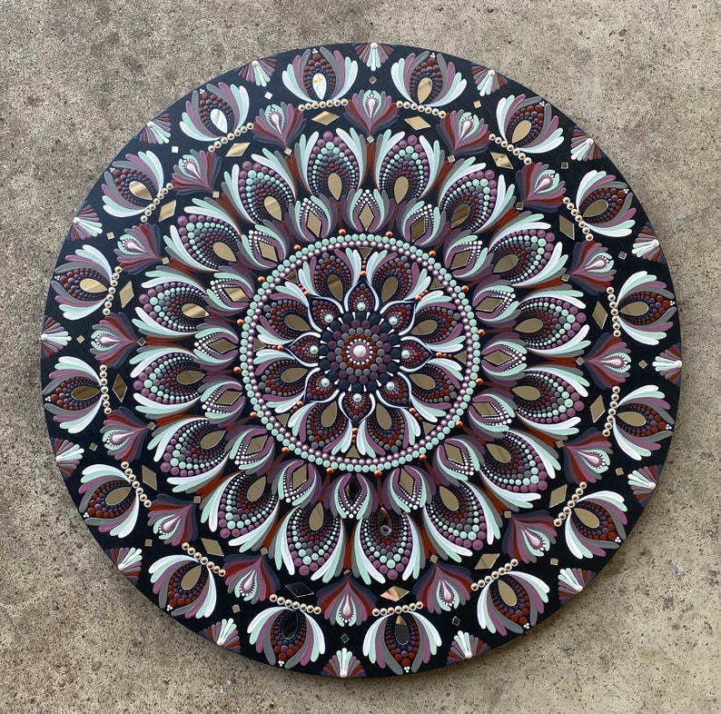 Large 22 Inch Dot Mandala Painting With Mirrors Wall Hanging - Etsy