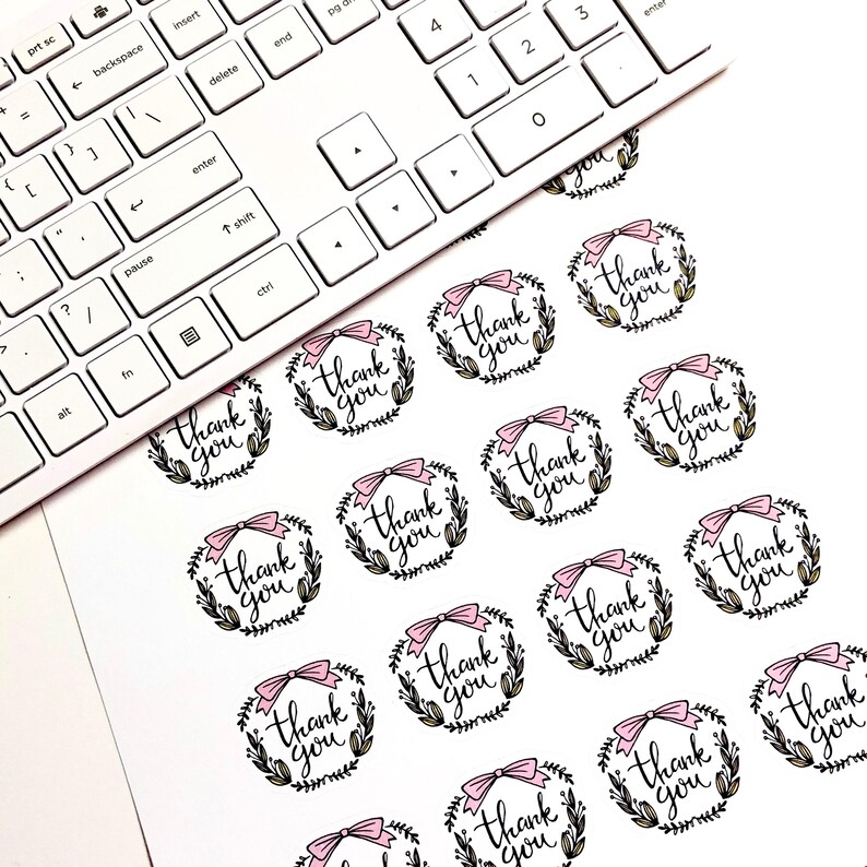 Thank You Stickers Thank You Labels Thank You Bow Girl Bow - Etsy