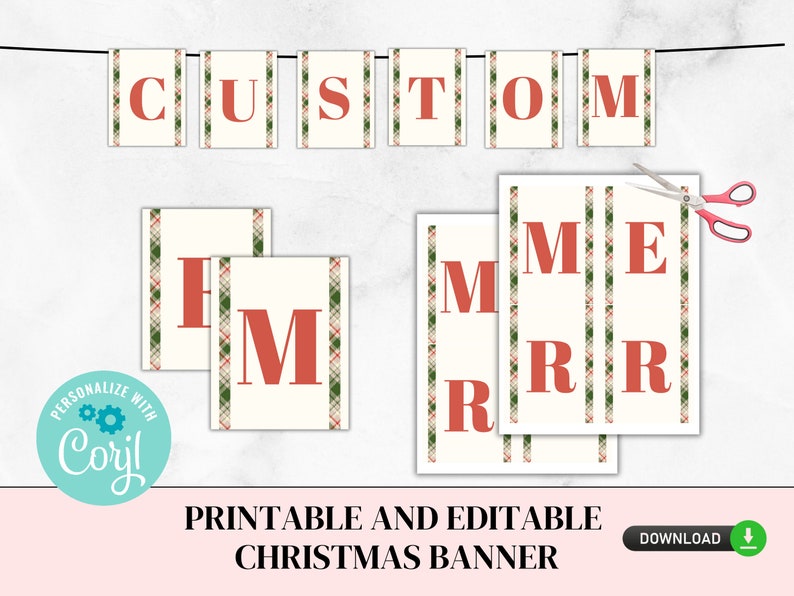 Editable and Printable Christmas Banner for Christmas Party, Home Decor ...