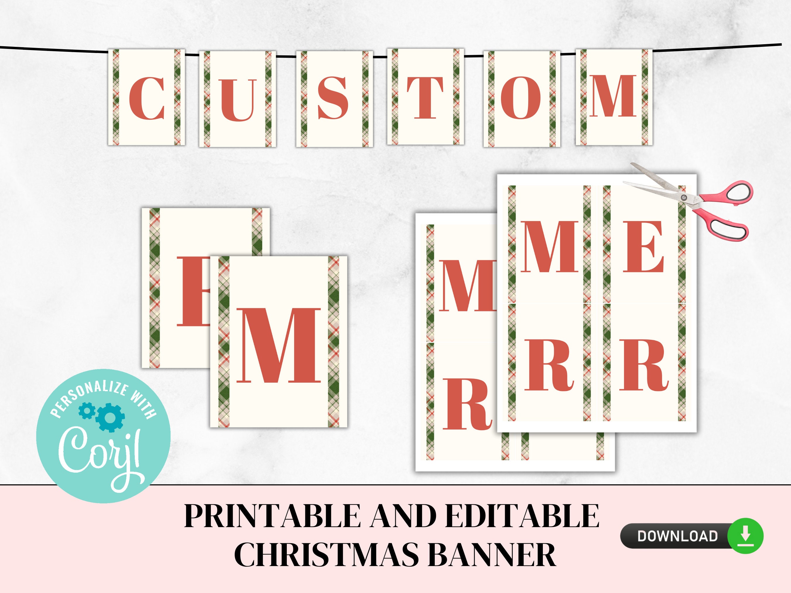 Editable and Printable Christmas Banner for Christmas Party, Home Decor ...