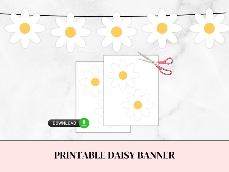 Daisy Printable Banner- Digital, DIY, Garland, Do It Yourself, Print ...