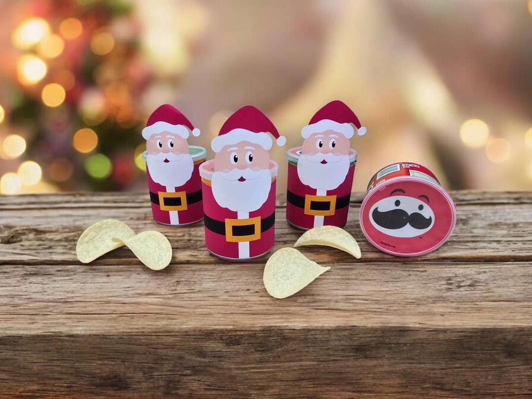 Santa Chip Can Template Printable | Christmas Chip Can | Party Favor ...