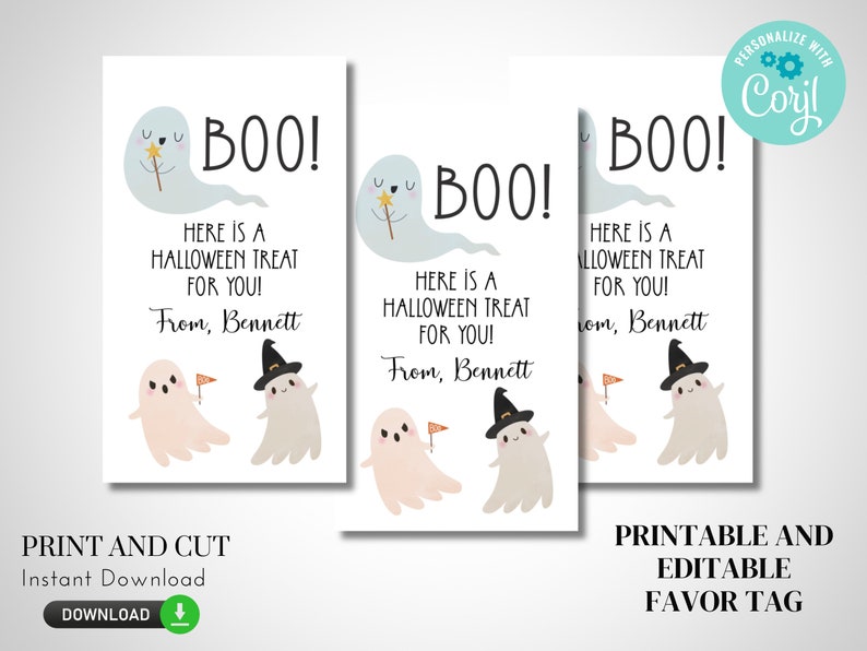 Editable and Printable Ghost Favor Tags - DIY Halloween Party Favor ...