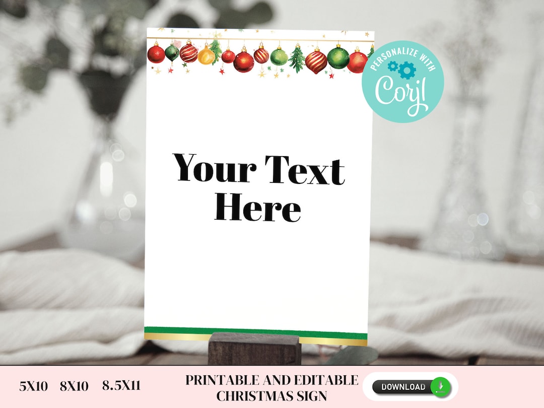 Editable and Printable Christmas Sign - Custom Text, DIY Holiday Signs ...