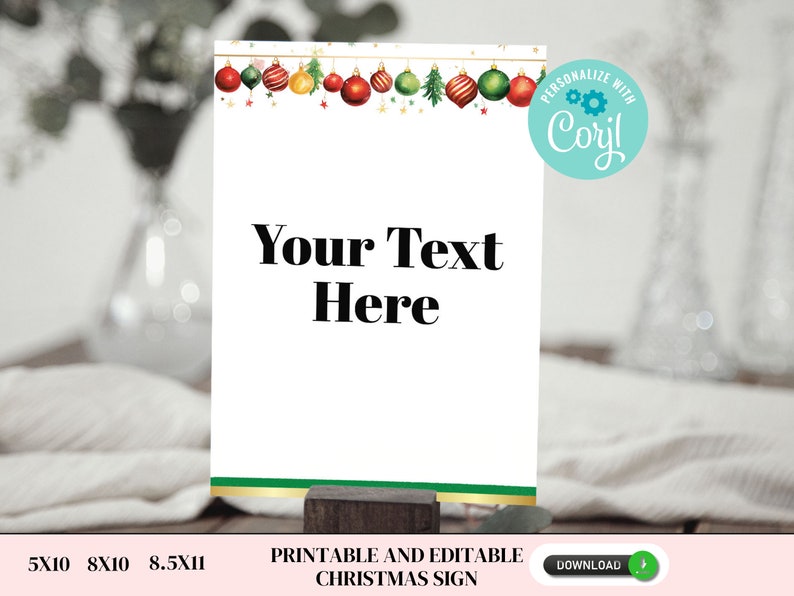 Editable and Printable Christmas Sign - Custom Text, DIY Holiday Signs ...