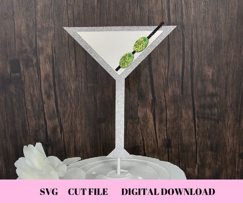 Martini With Olives SVG, Martini Cake Topper, Alcoholic Beverage ...