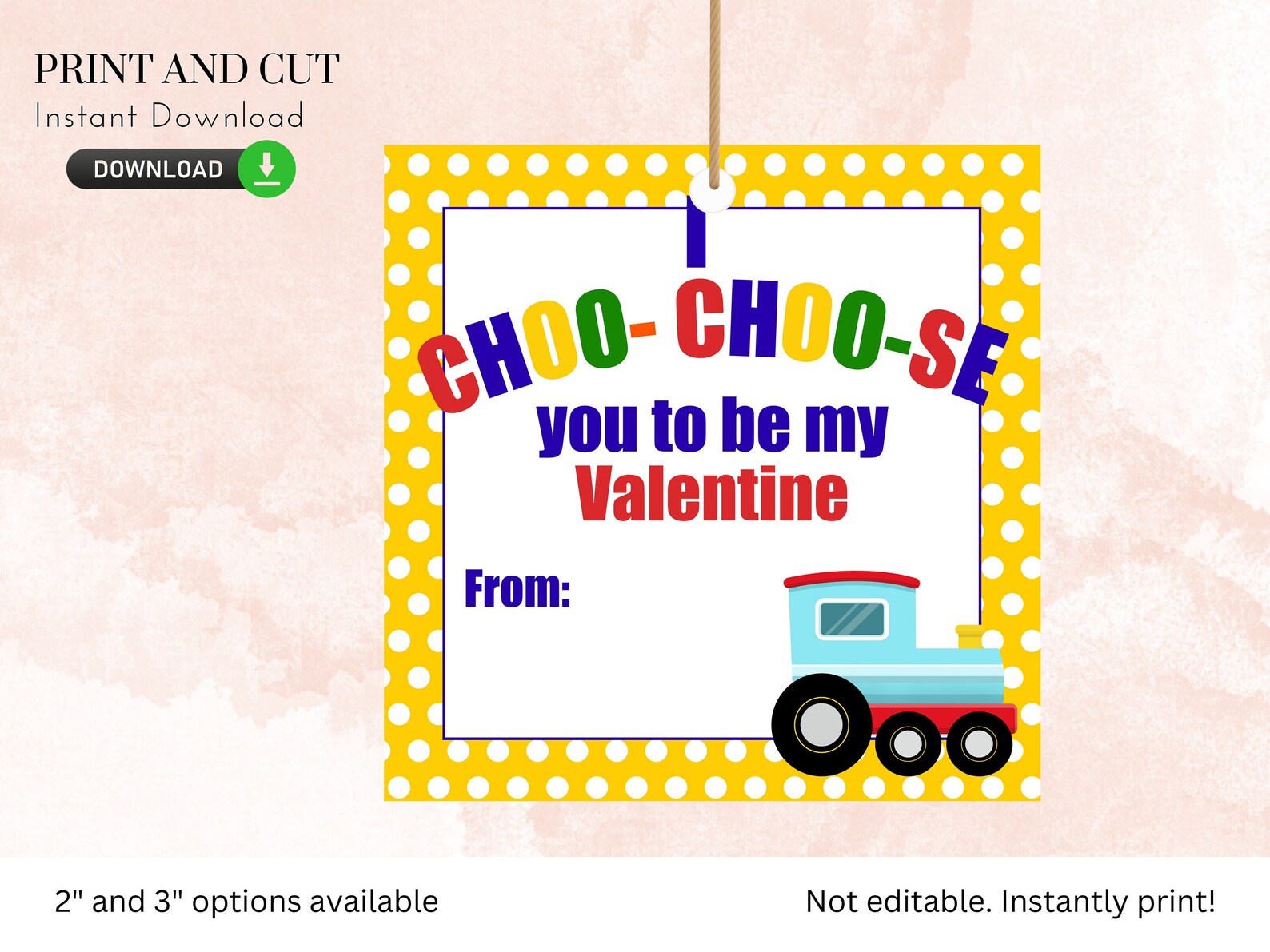 Train Valentine's Day Tag- Printable -valentines Day Card, School Vday ...