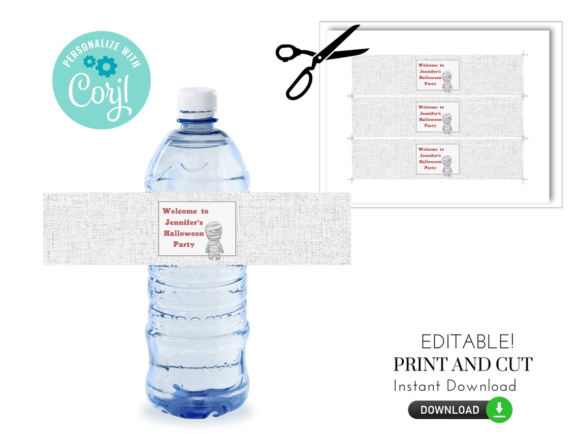 Editable and Printable Mummy Water Bottle Labels - Print and Cut ...
