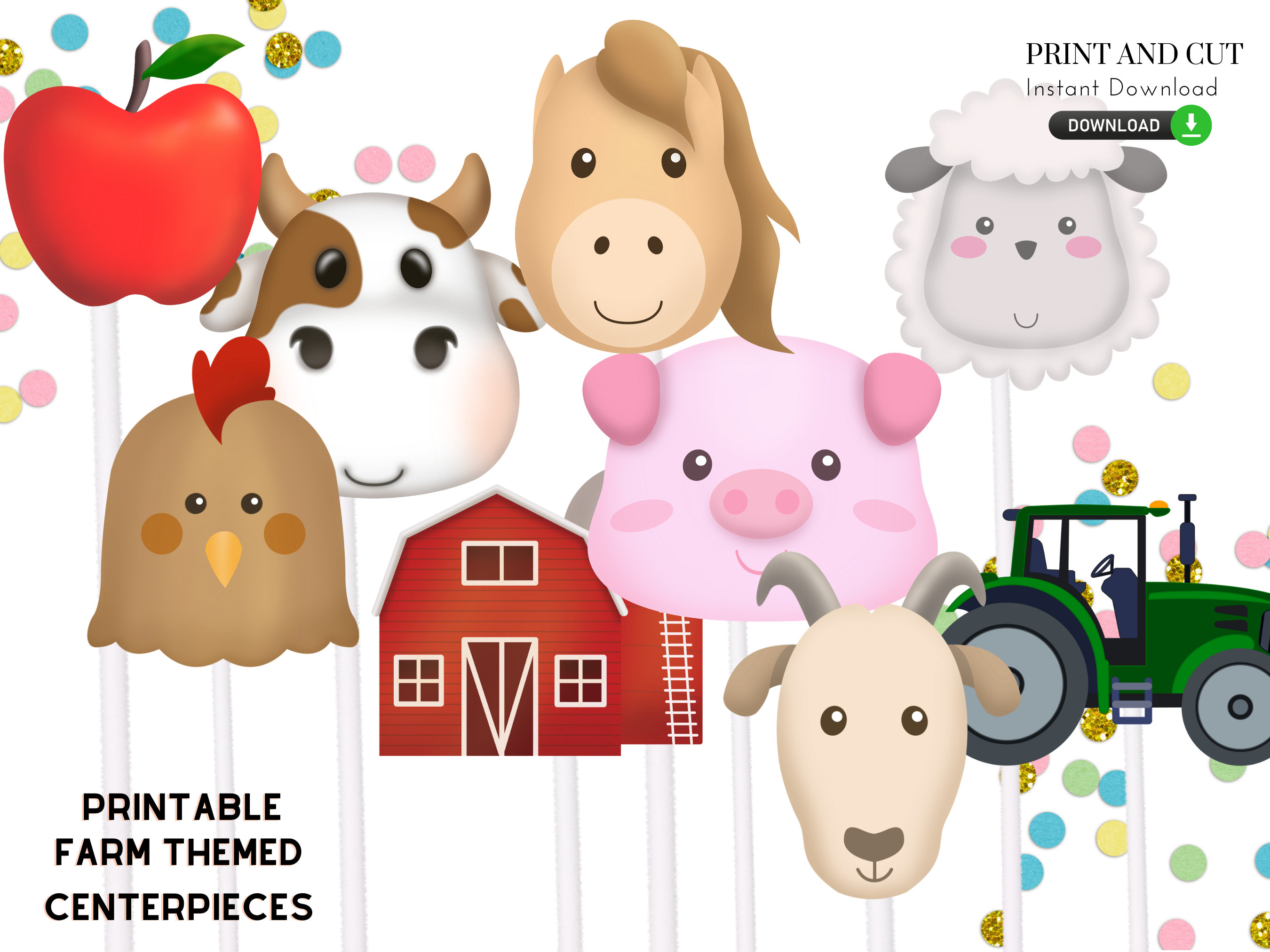 Farm Themed Centerpieces printable Digital Farm Party - Etsy