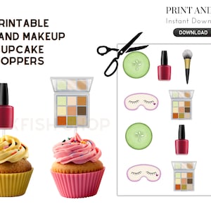 Spa and Make up Cupcake Toppers (printable) - Digital Make up Party ...