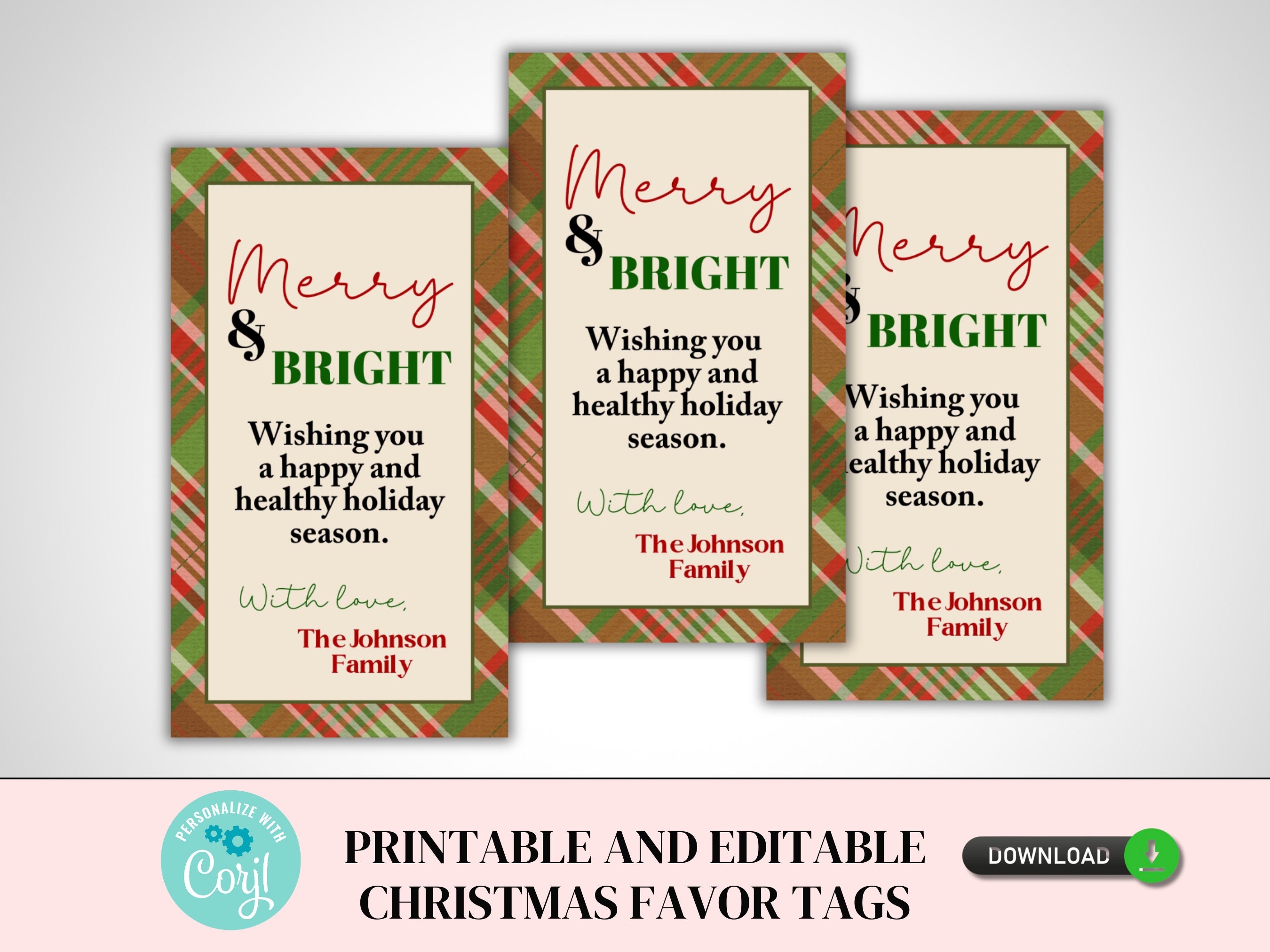 Editable and Printable Christmas Tags DIY Christmas - Etsy