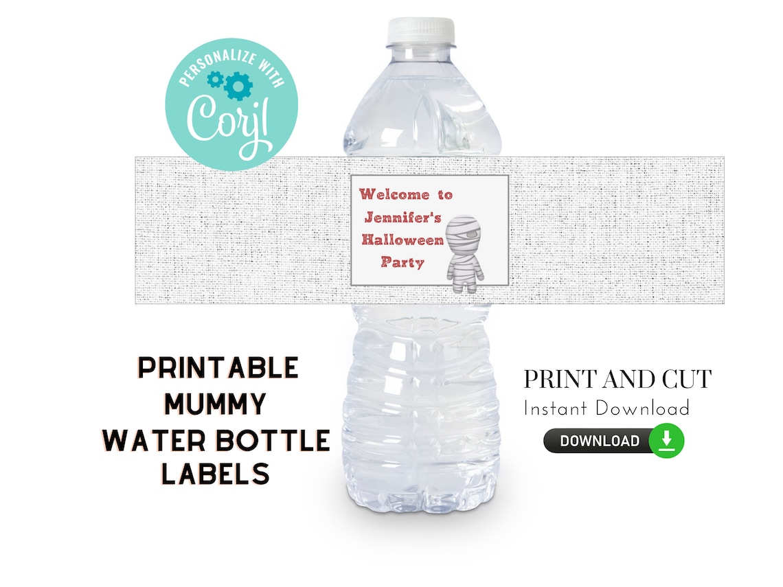Editable and Printable Mummy Water Bottle Labels - Print and Cut ...