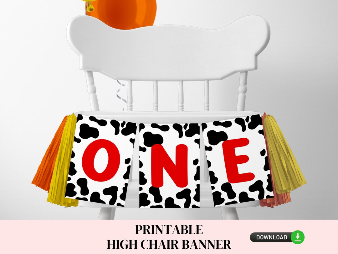 Cow Print High Chair Banner - Red Barnyard Birthday Banner, Farm 1st ...