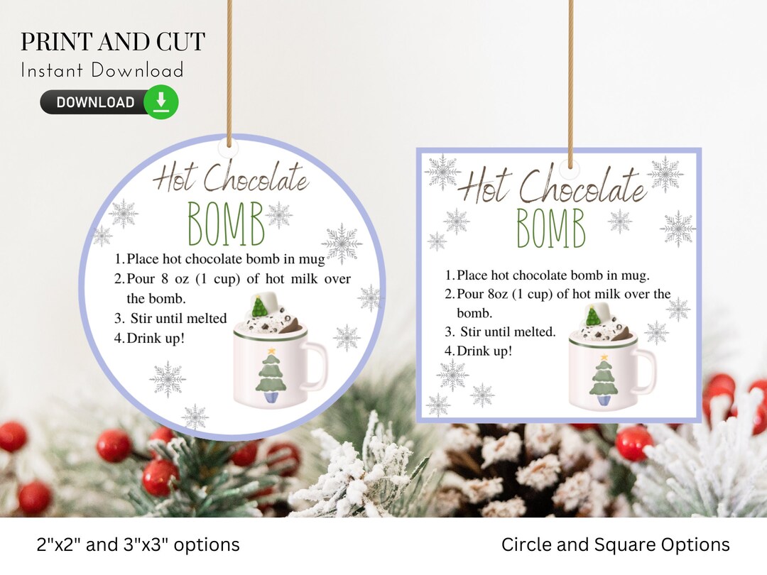 Printable Hot Chocolate Bomb Tags - Instant Download - Hot Cocoa ...