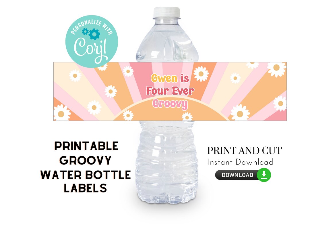 Editable and Printable Groovy Water Bottle Labels - Print and Cut ...