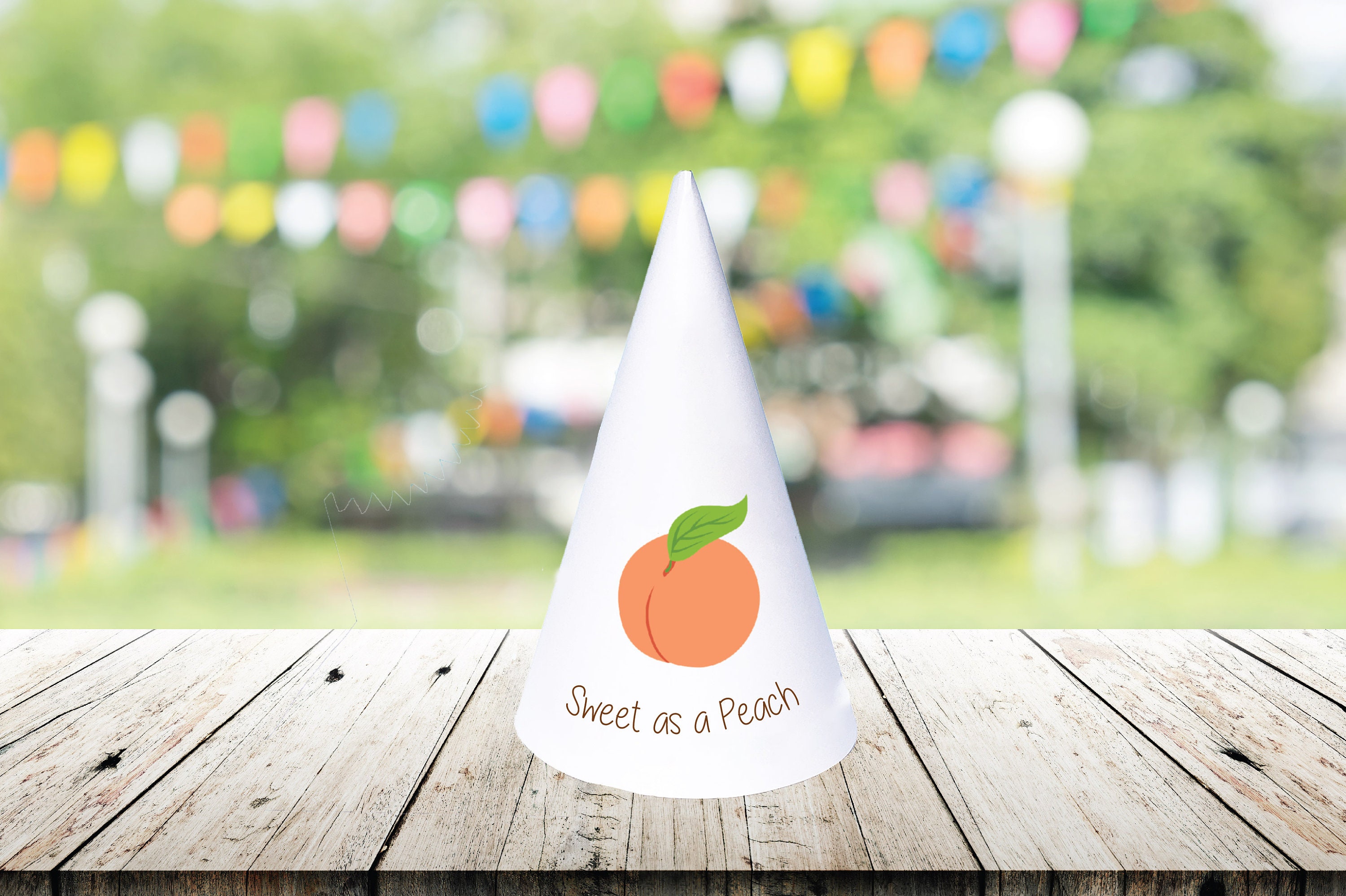 Digital Sweet as a Peach Party Hat - DIY, Download, Bday Party, One ...