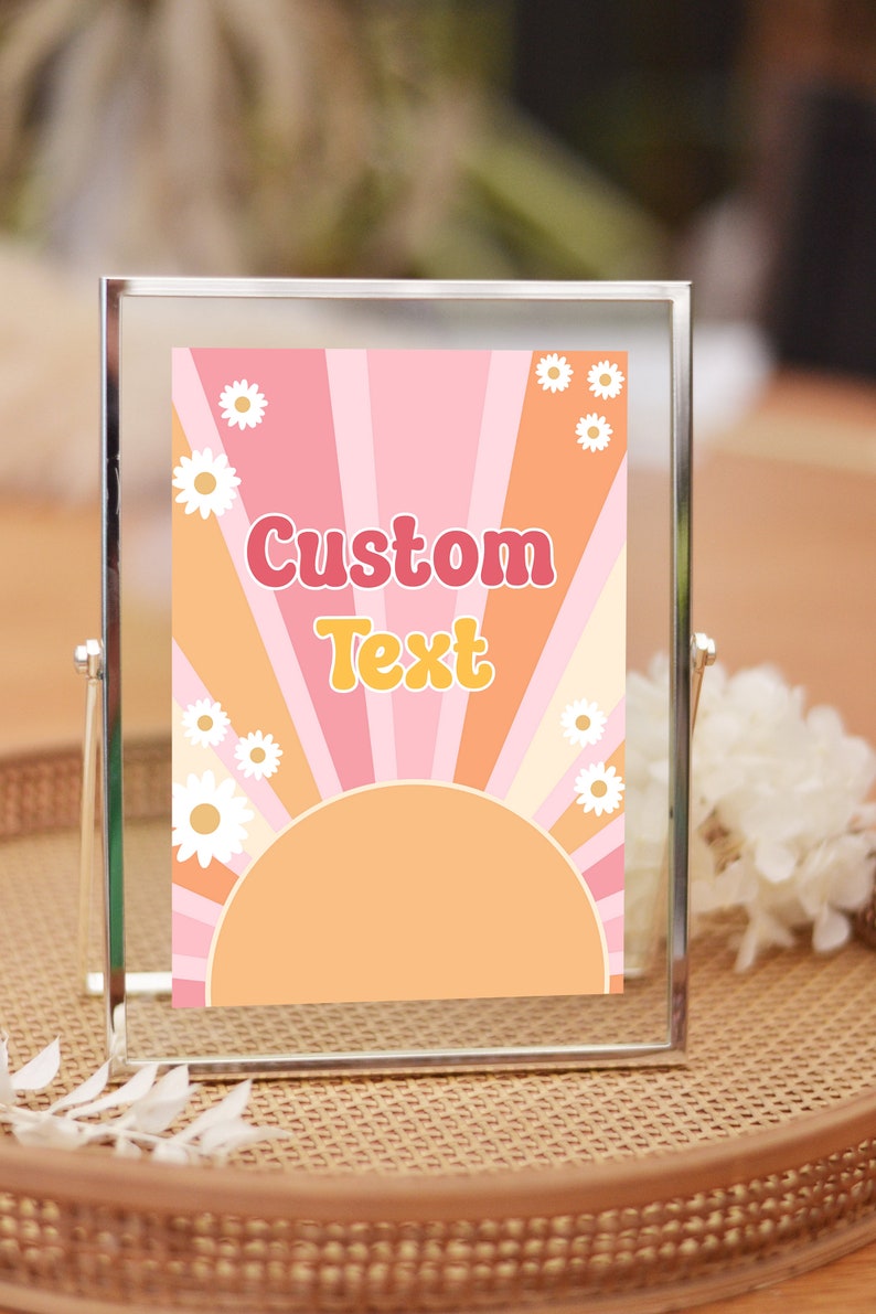 Editable and Printable Groovy Sign 5x7 Custom Text, Retro Birthday ...