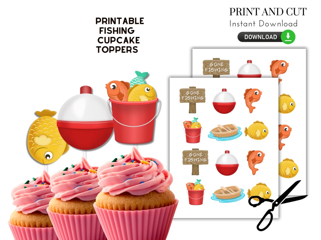 Printable Fishing Cupcake Toppers - DIY, Print and Cut, O'fishally One ...