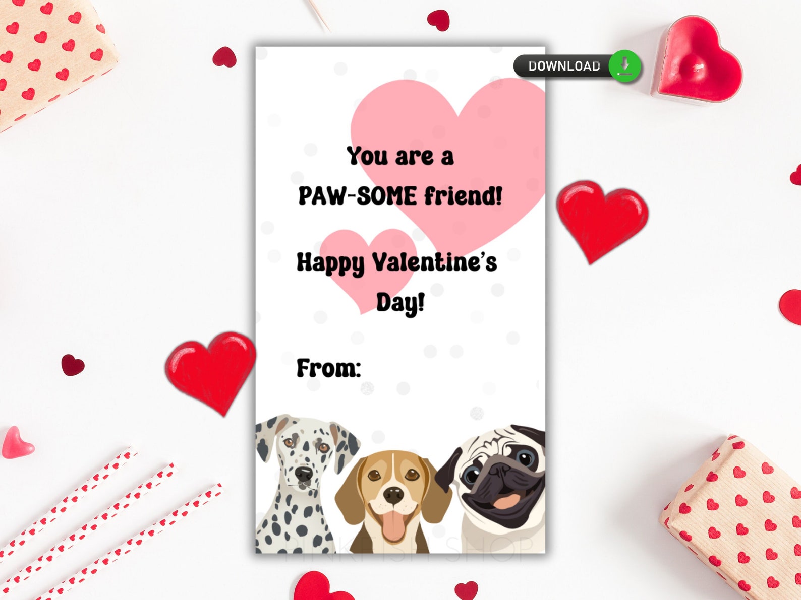 Dog Valentine's Day Tag- Printable - 5 Designs Valentines Day Card ...