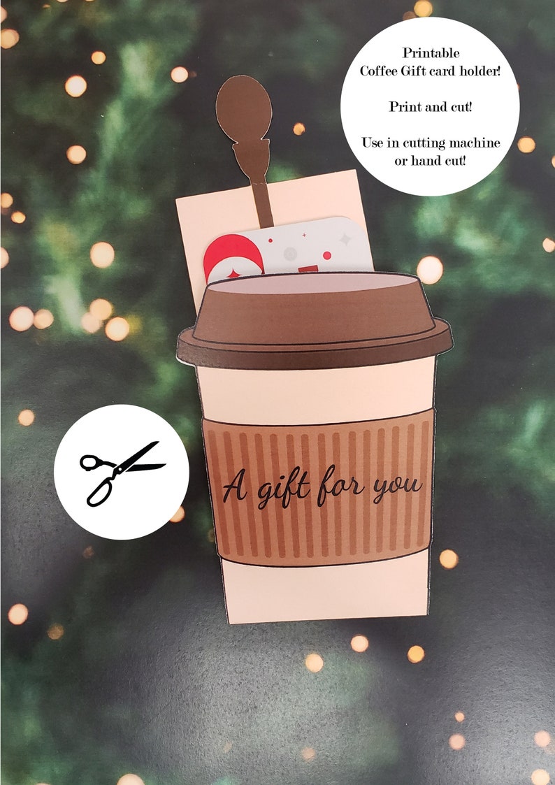 Coffee Gift Card Holder PRINTABLE DIY Print and Cut, PNG File, With ...