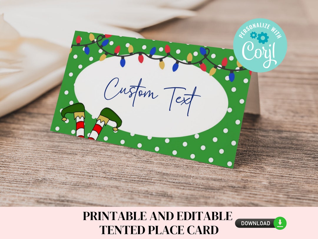 Printable and Editable Elf Place Cards - Customize, DIY, Christmas ...