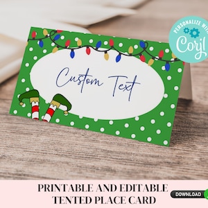 Printable and Editable Elf Place Cards - Customize, DIY, Christmas ...