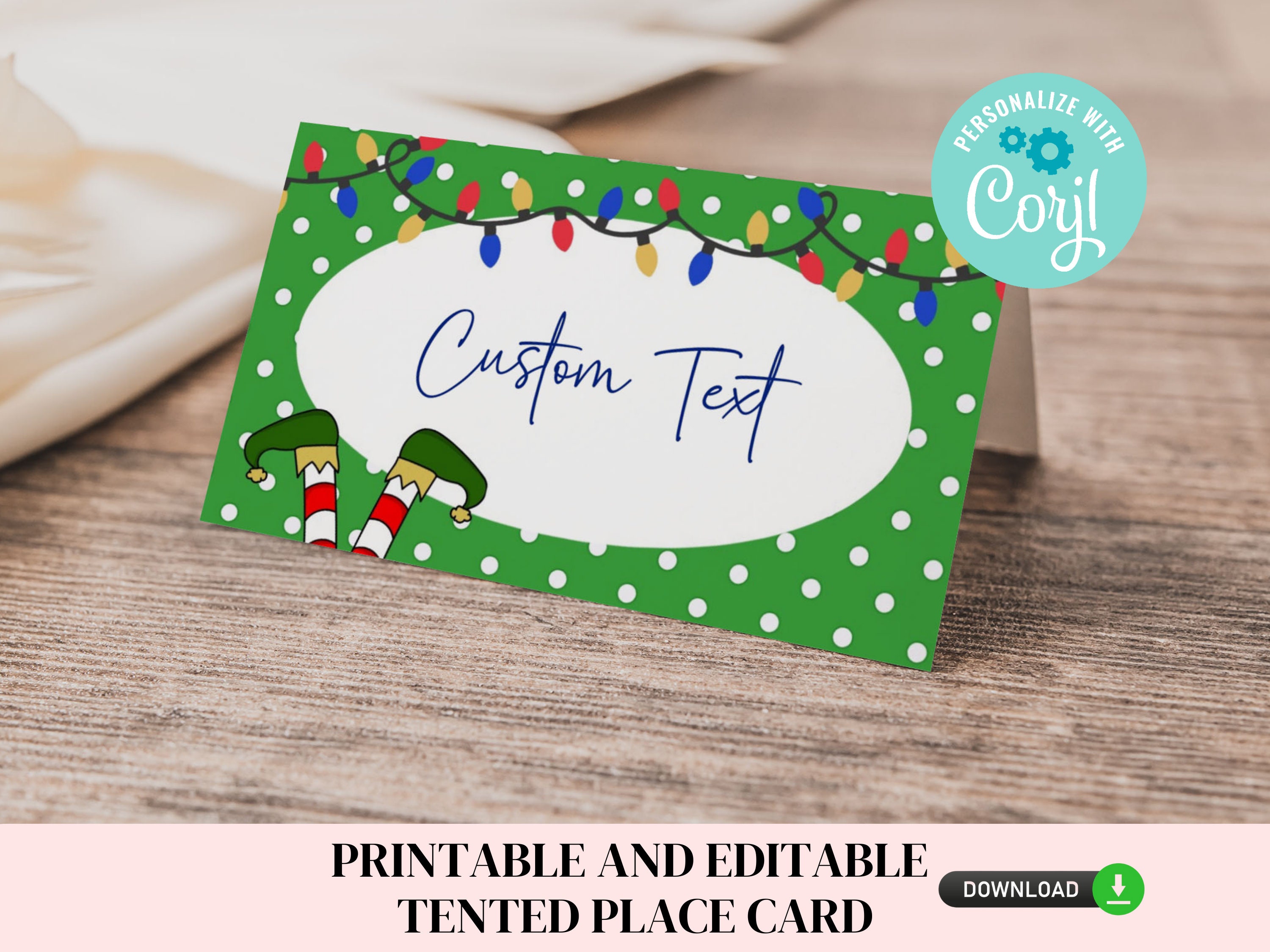 Printable and Editable Elf Place Cards - Customize, DIY, Christmas ...