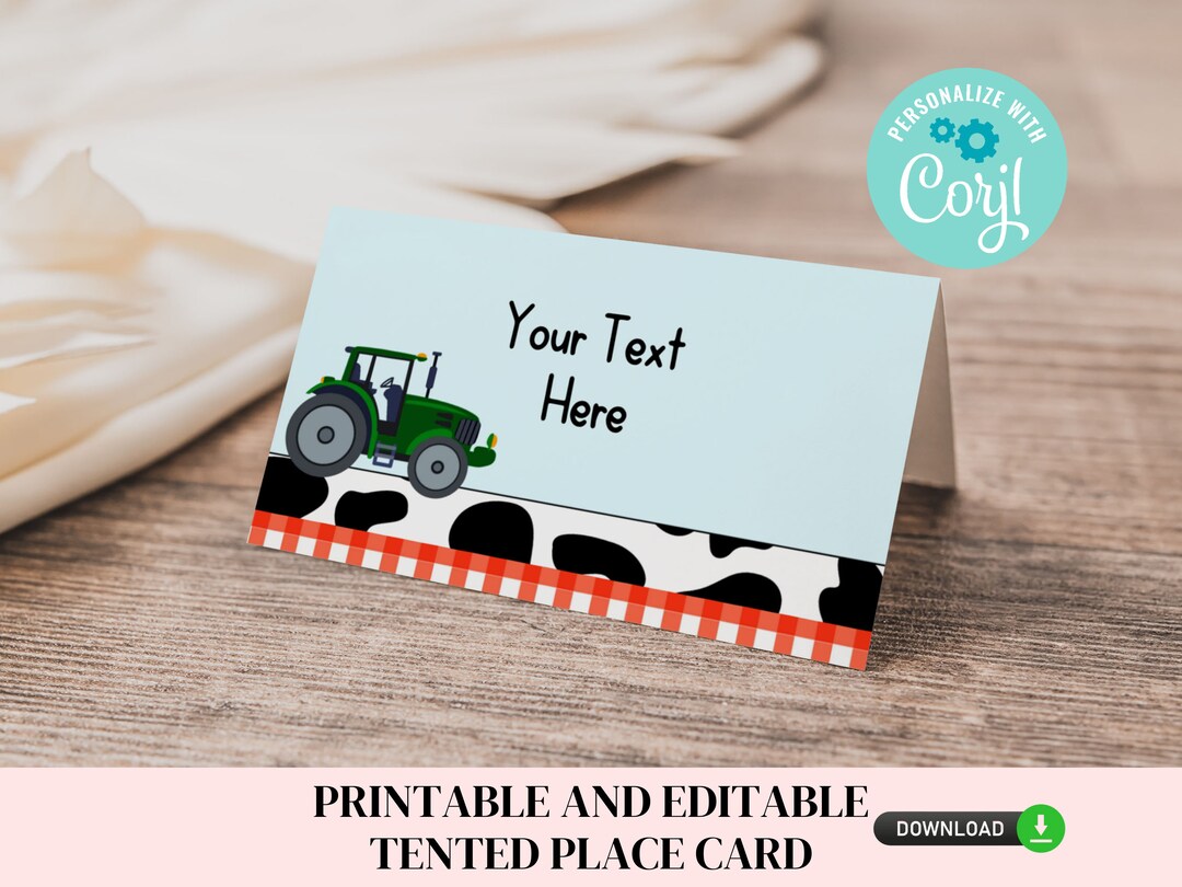 Printable Farm Place Cards- Editable - INSTANT DOWNLOAD - DIY, Print ...