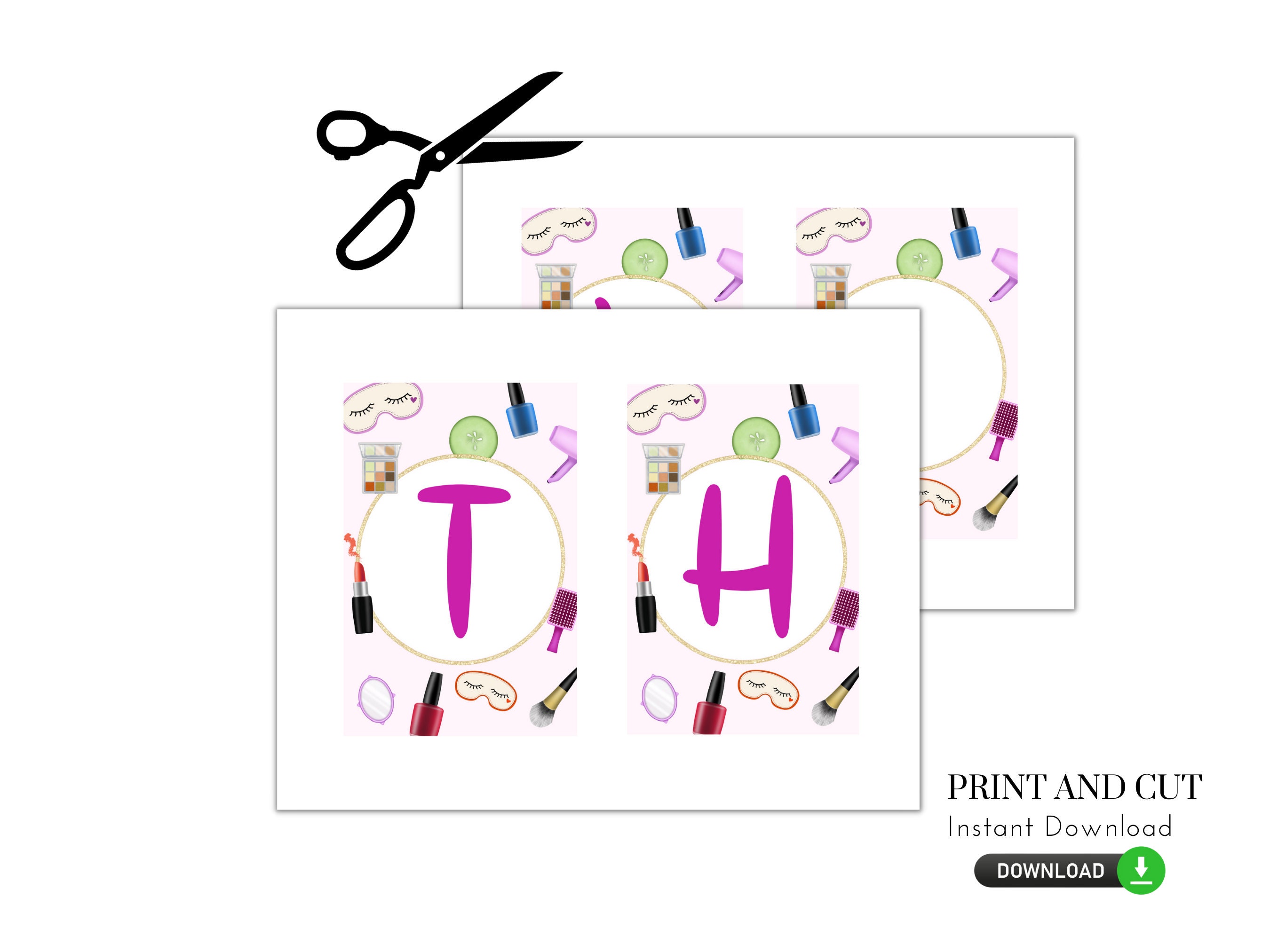 Spa Themed Happy Birthday Banner (PRINTABLE) - DIY Spa Garland, Makeup ...