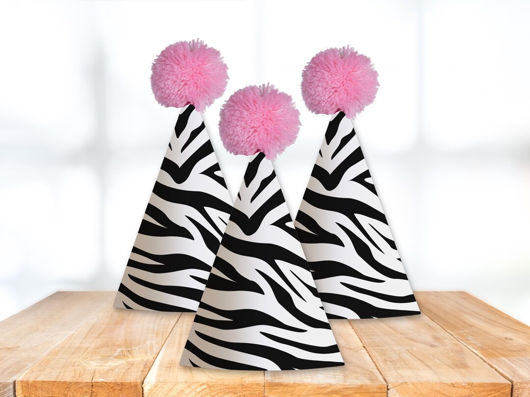 Printable Zebra Print Party Hat (DIY) - Download | Bday Party | Jungle ...