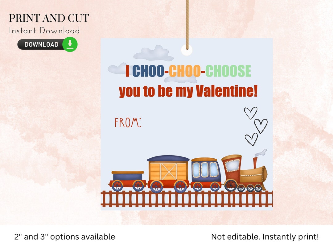 Train Valentine's Day Card Printable valentines Day Card, School Vday ...