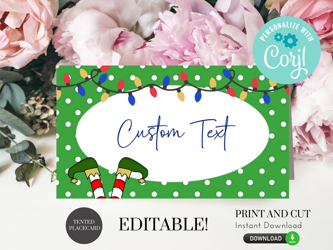 Printable and Editable Elf Place Cards - Customize, DIY, Christmas ...