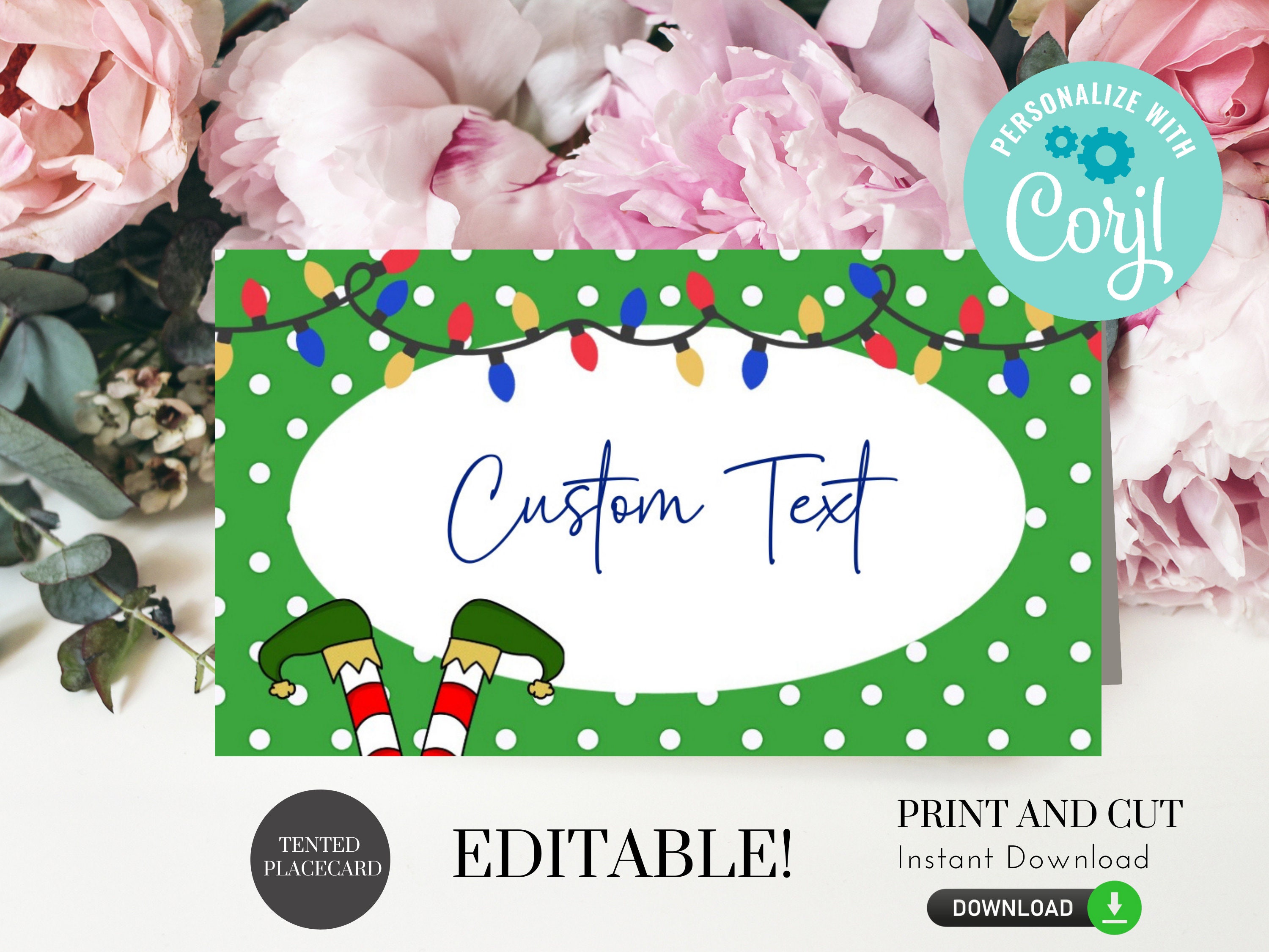 Printable and Editable Elf Place Cards - Customize, DIY, Christmas ...