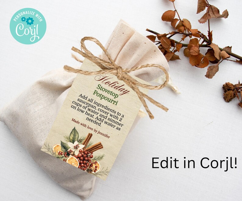 Christmas Potpourri Tag | Printable and Editable | Holiday Simmering ...