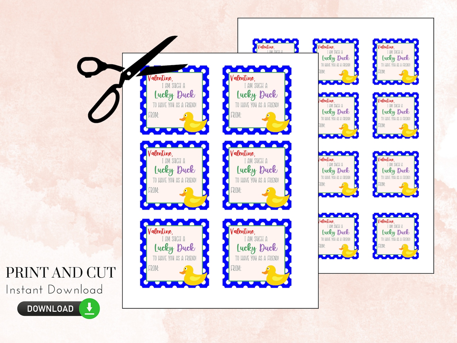 Lucky Duck Valentines Tag- Printable -valentines Day Card, School Vday ...