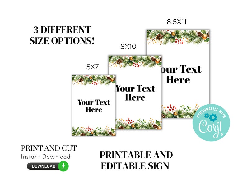 Editable and Printable Christmas Sign - Custom Text, DIY Holiday Signs ...
