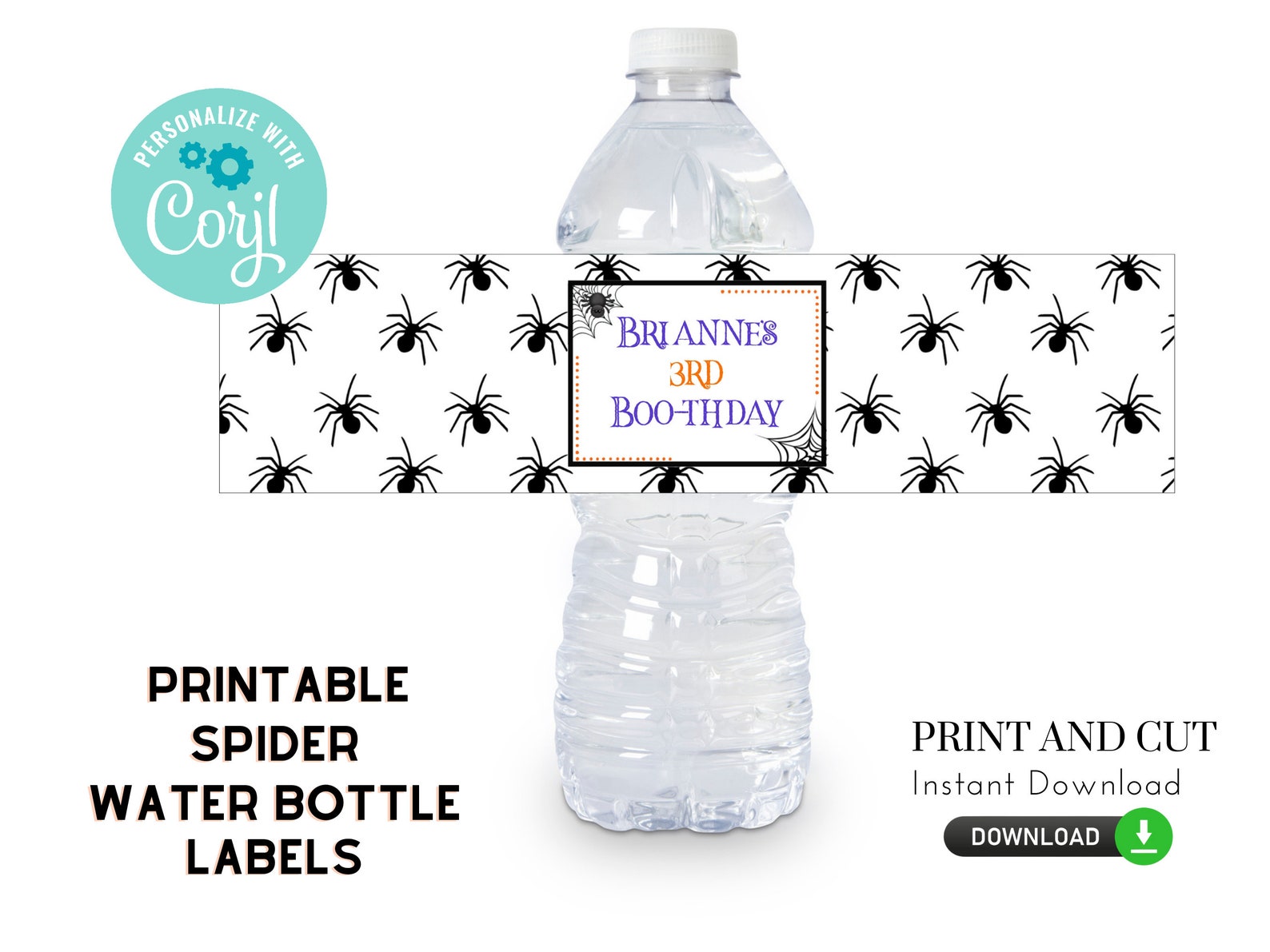 Editable and Printable Spider Water Bottle Labels - Print and Cut ...