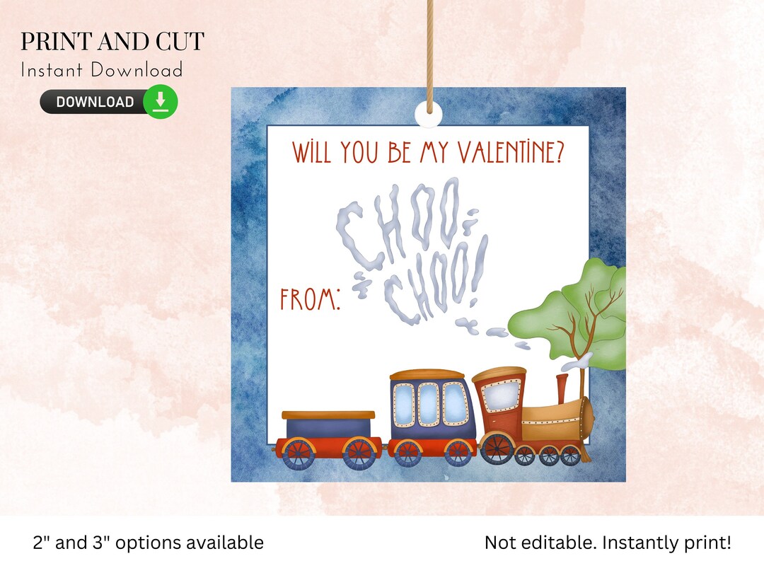 Train Valentine's Day Card Printable valentines Day Card, School Vday ...
