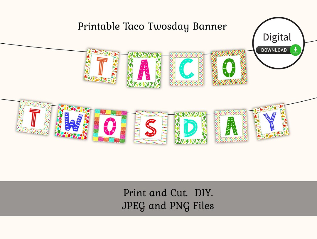 Printable Banner for Taco Twosday Party - Digital Download, Fiesta ...