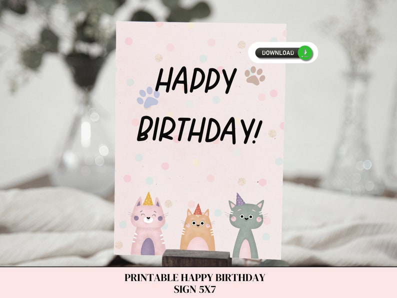 Printable Happy Birthday Sign 5x7 - for Let's Pawty Birthday, Birthday ...