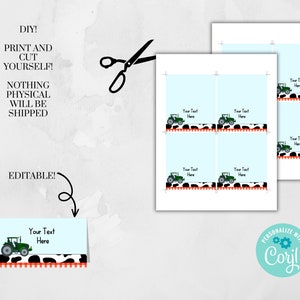 Printable Farm Place Cards- Editable - INSTANT DOWNLOAD - DIY, Print ...