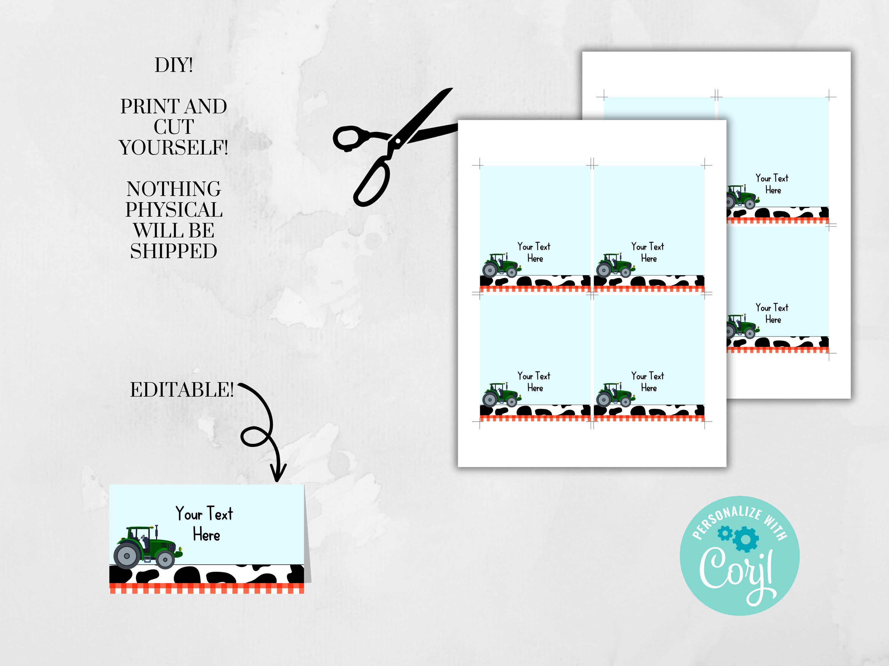 Printable Farm Place Cards- Editable - INSTANT DOWNLOAD - DIY, Print ...