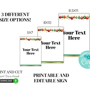 Editable and Printable Christmas Sign - Custom Text, DIY Holiday Signs ...