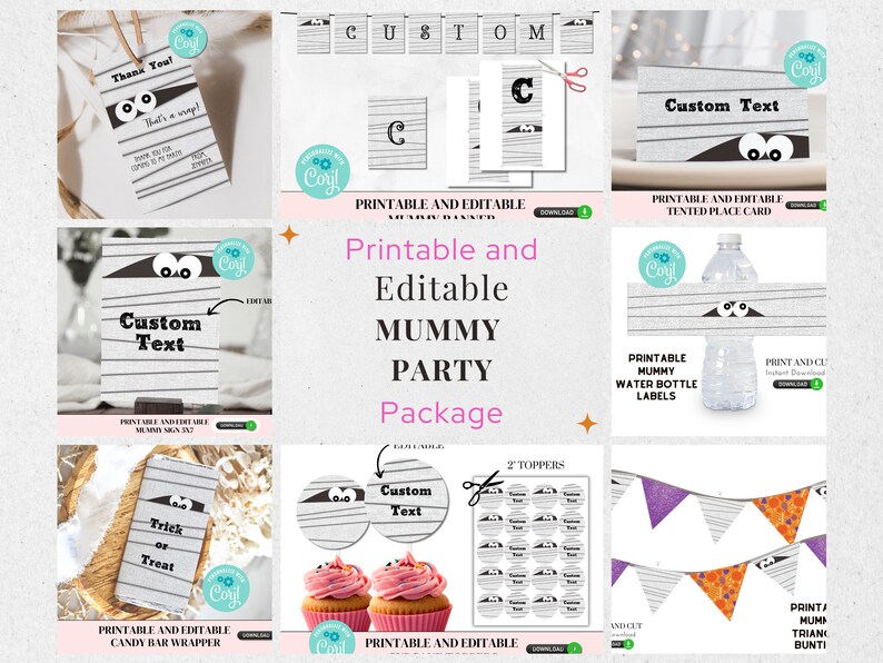 Editable and Printable Mummy Party Package - DIY Halloween Party Favor ...